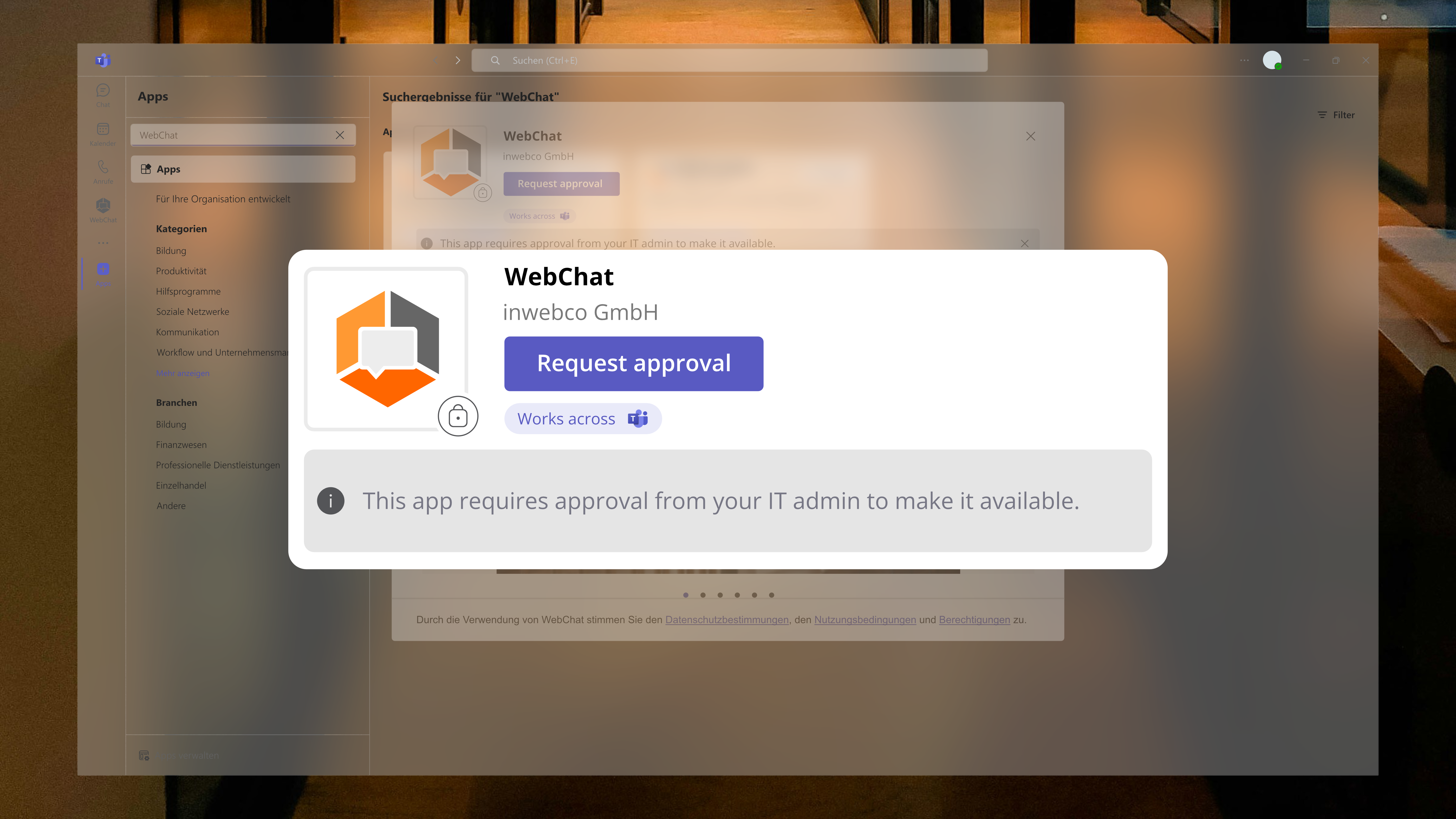 Authorization of the WebChat in Microsoft Teams - inwebco GmbH